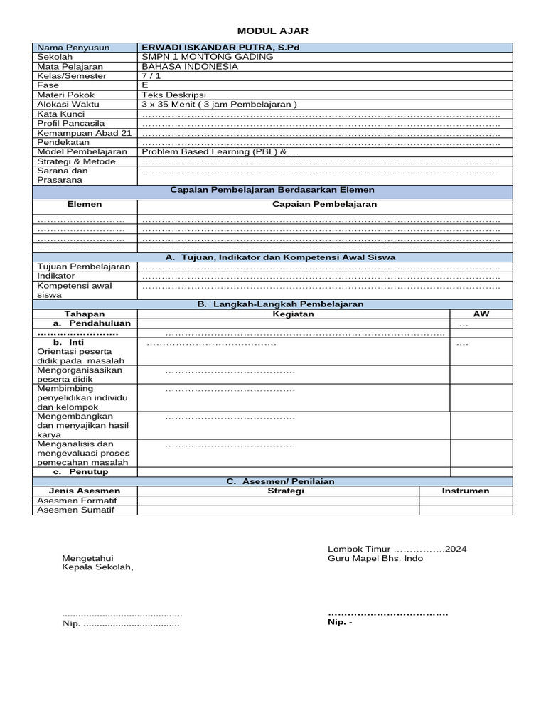 Format Modul ERWADI IKP. | PDF
