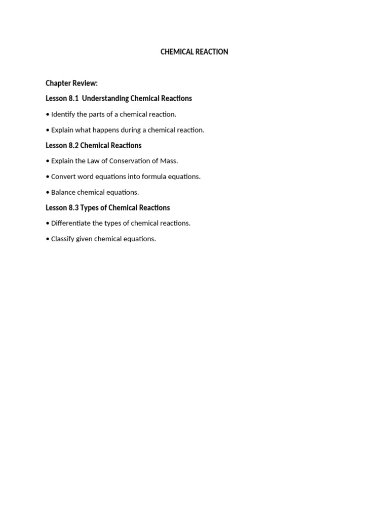 Physical Science - Chemical Reactions | PDF