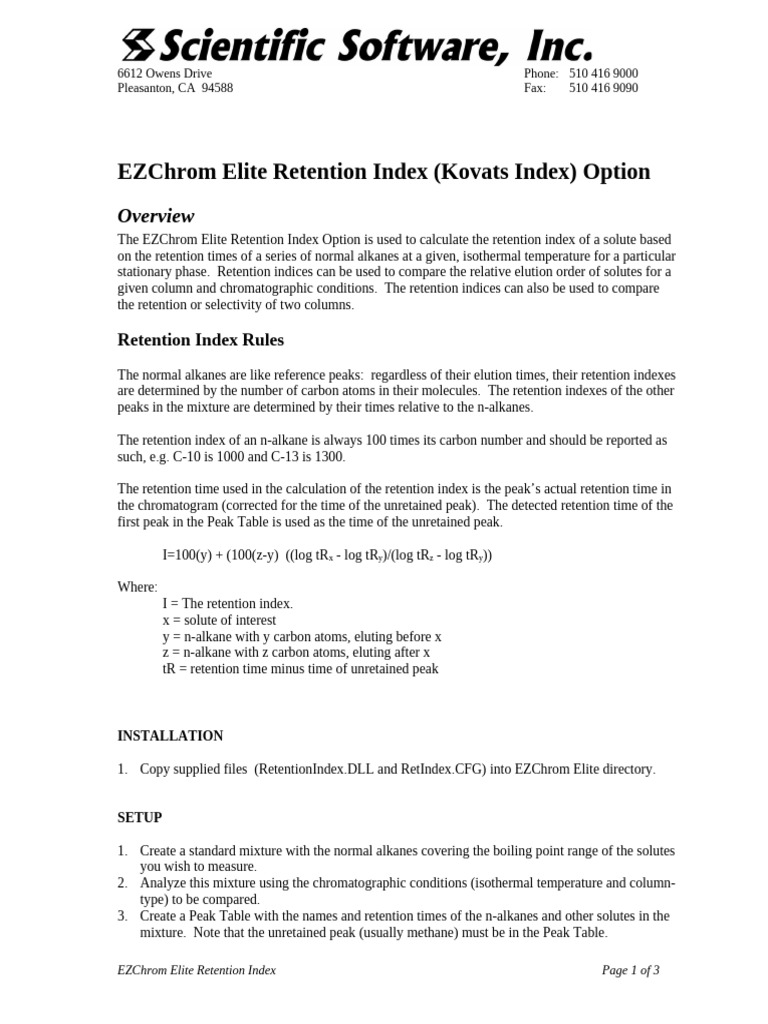 Retention Index Instructions | PDF