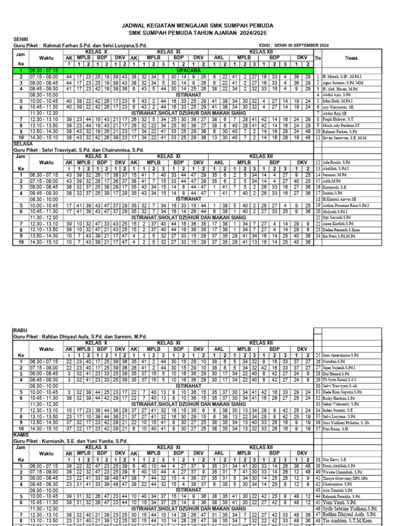 Jadwal 30092024 | PDF