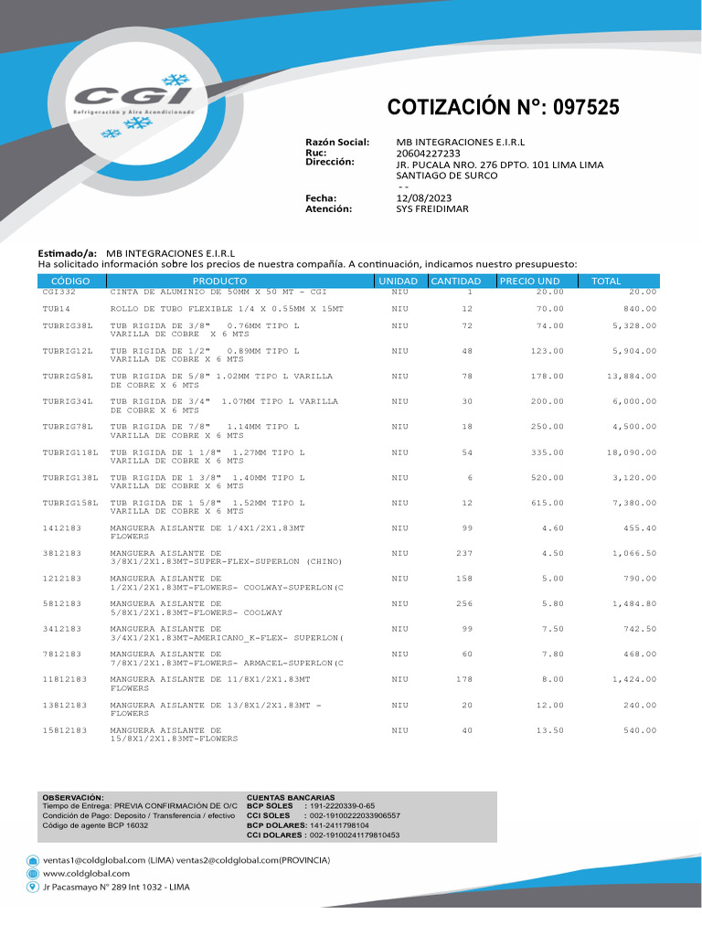 Cotización N°097525 748 | PDF