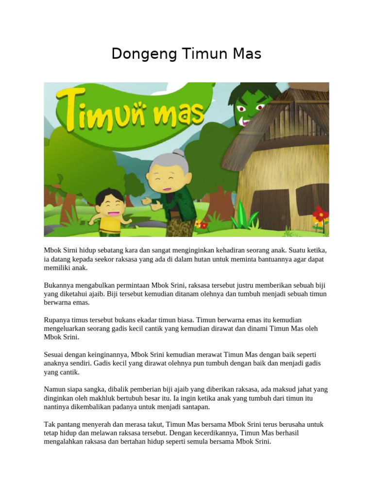 Dongeng Timun Mas | PDF