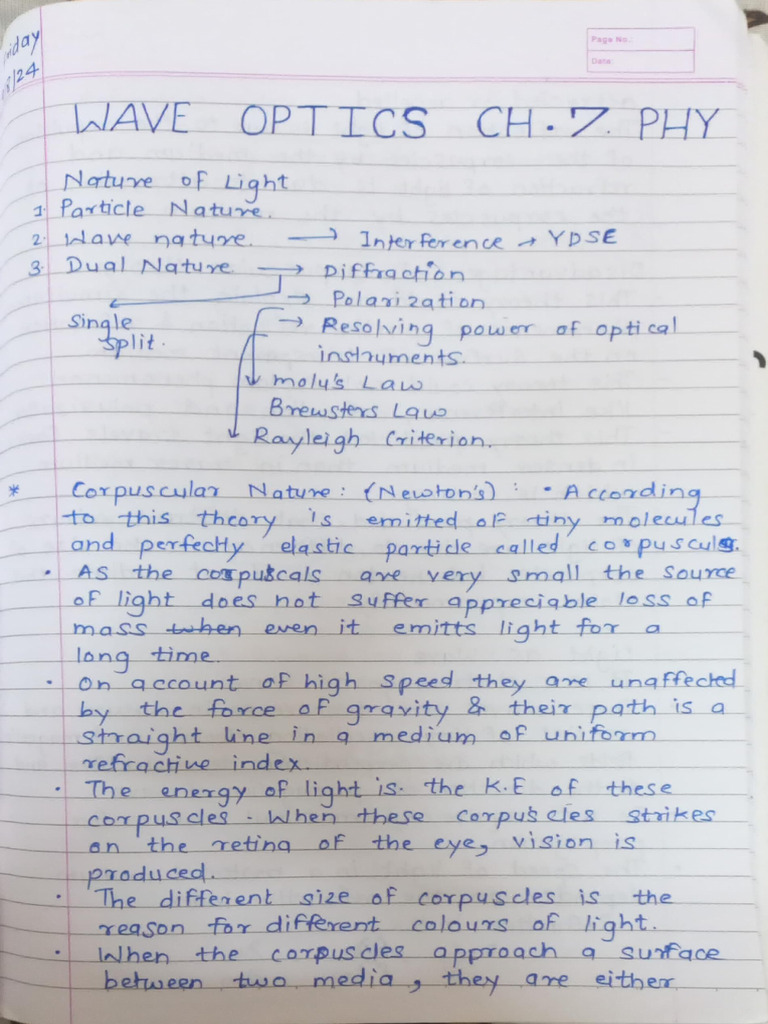 Wave Optics Notes | PDF