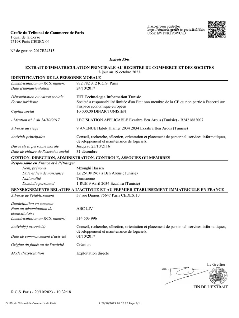 Nouveauextrait KBIS | PDF