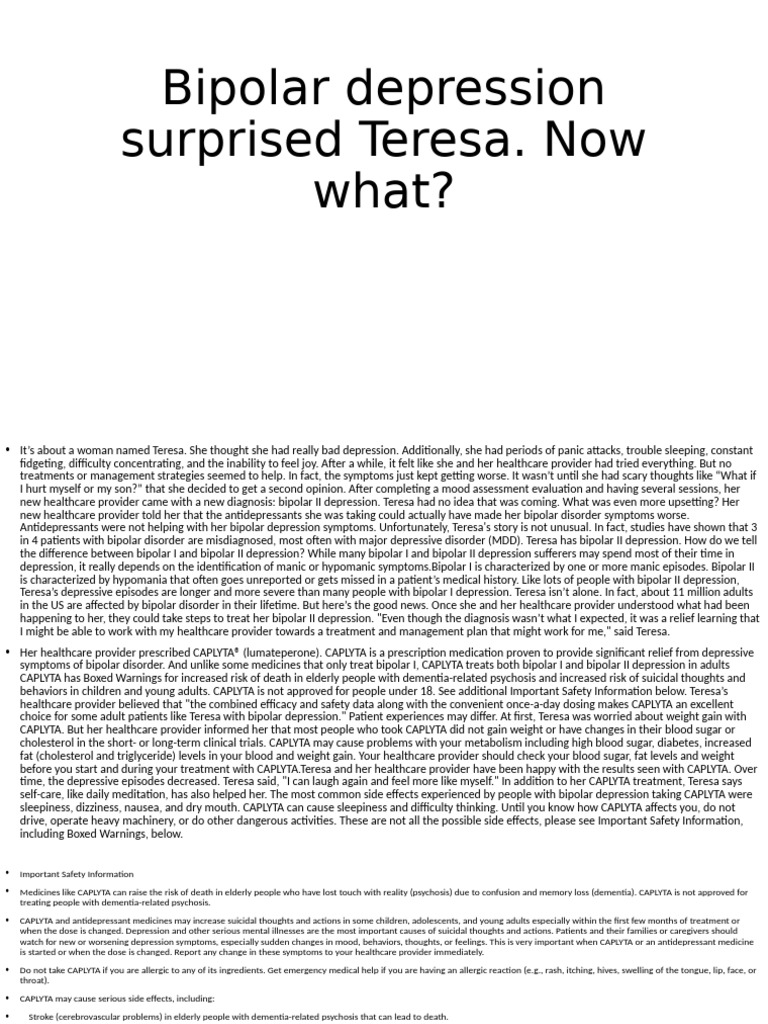 Bipolar Depression Surprised Teresa | PDF