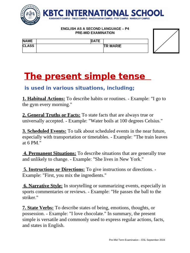 P5 Revision Form For Pre Mid | PDF | Grammatical Number | Foreign ...