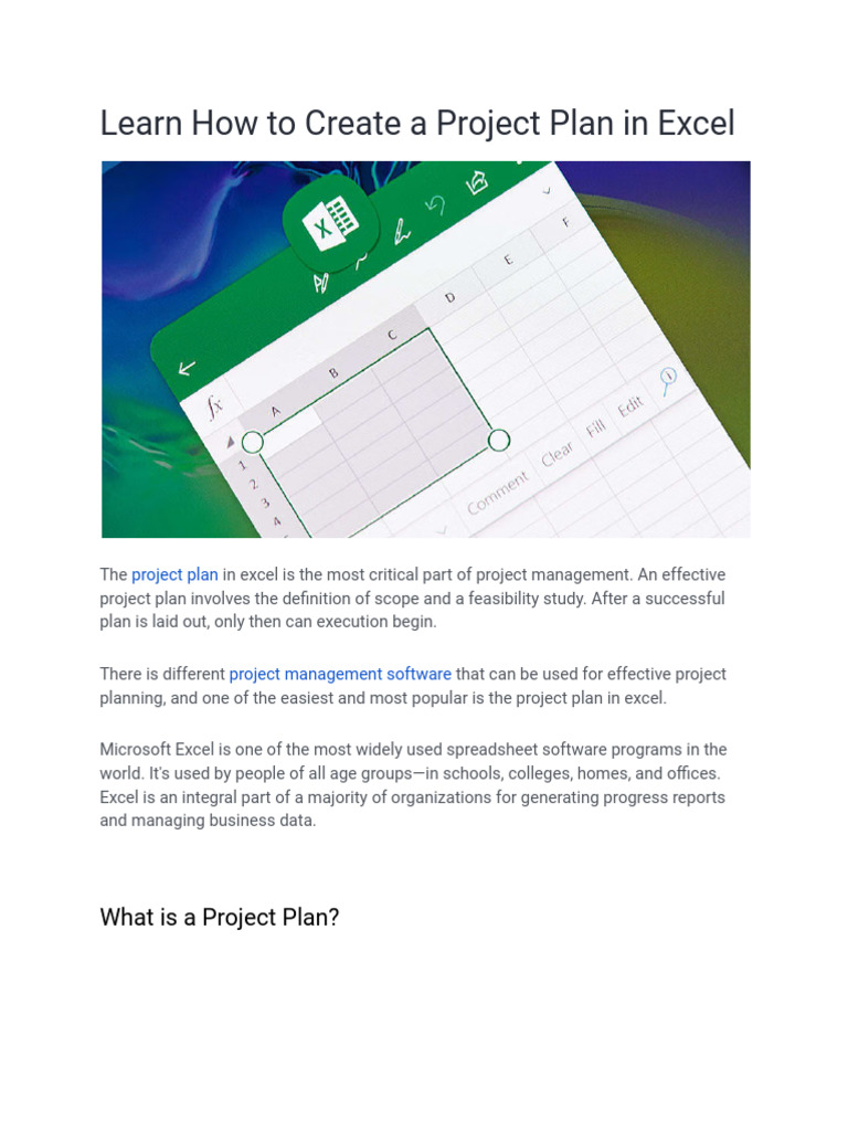 4483 GUI Learn How To Create A Project Plan in Excel | PDF | Microsoft Excel | Computers