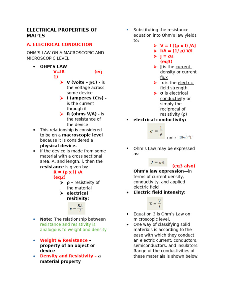 MSE Reviewer ELECTRICAL PROPERTIES | PDF