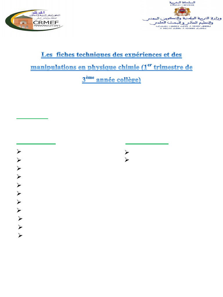 Fiches Techniques de Physique Chimie 3ème | PDF | Hydroxyde de sodium ...