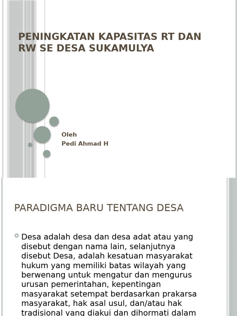 Peningkatan Kapasitas RT/RW Desa Sukamulya | PDF | Ilmu Sosial | Gaya Hidup
