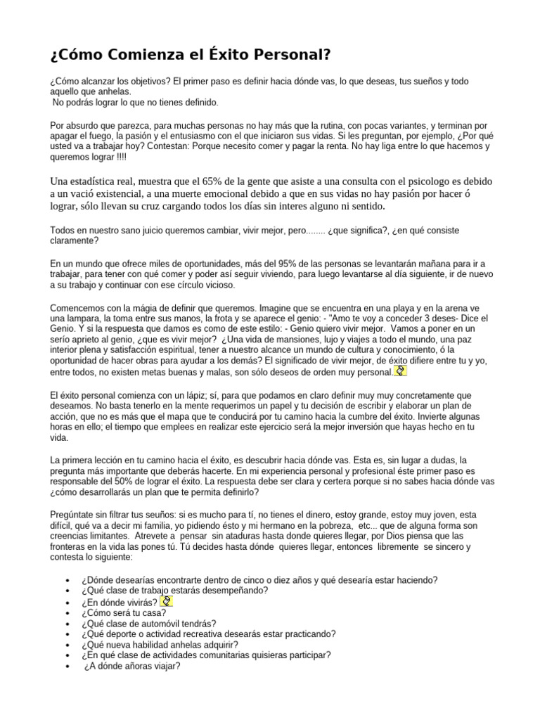 Cómo Comienza El Éxito Personal | PDF