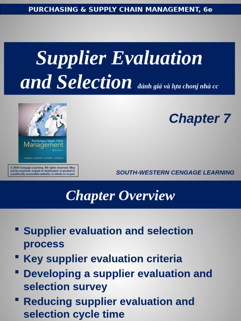 Chapter 7 Supplier Evaluation and Selection | PDF