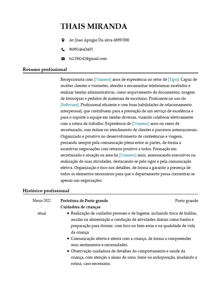 Thais Miranda Currículo Pdf