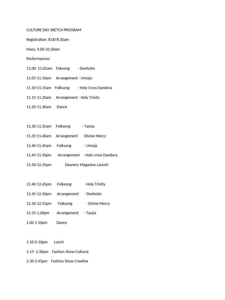 Culture Day Program 2 | PDF