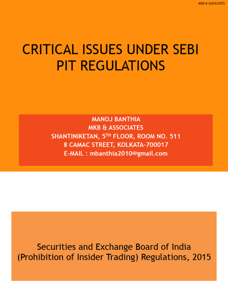 Critical Issues in Sebi Pit Regulations-Cs Manoj Banthia | PDF ...