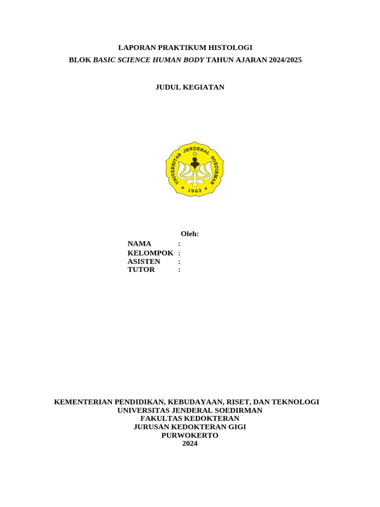 Template Laporan Praktikum Histologi Bms 2023-2024 | PDF