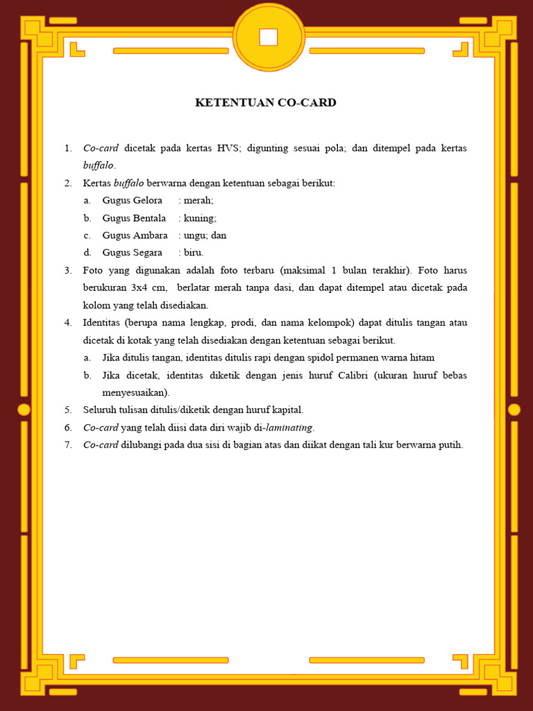 Panduan Pembuatan Co-Card | PDF