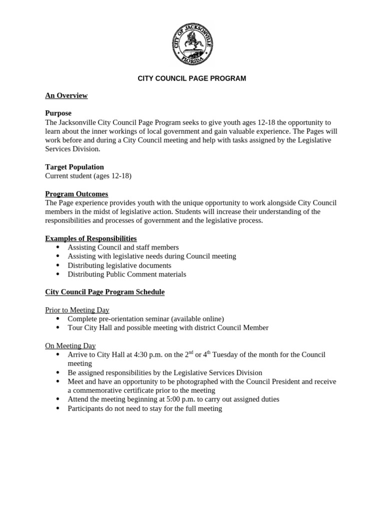 Jacksonville City Council Page Program | PDF | Social Science | Computers