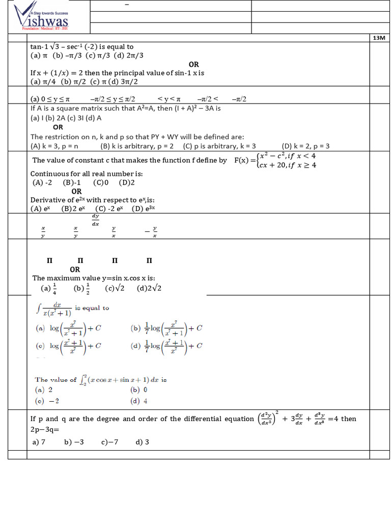 Maths QP (60 M) (08-09-2024) | PDF | Mathematics | Mathematical Objects