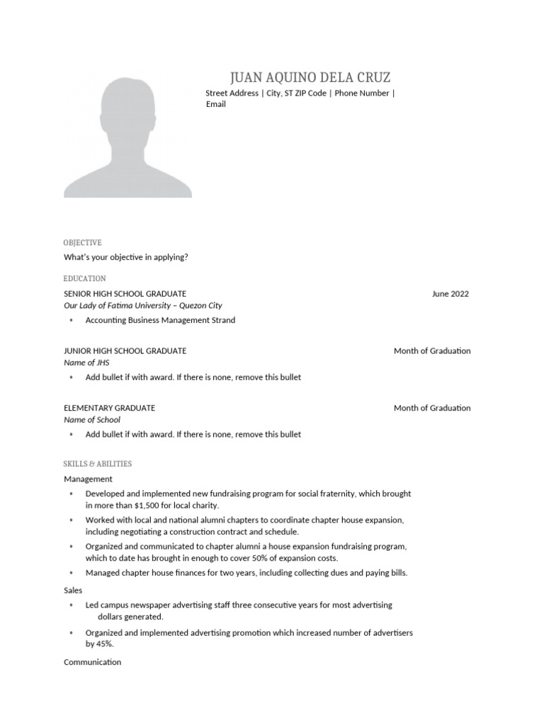 Student Resume Template WRCC | PDF