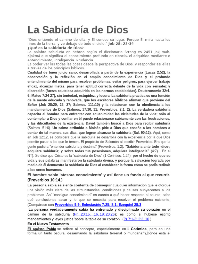 La Sabiduria de Dios | PDF
