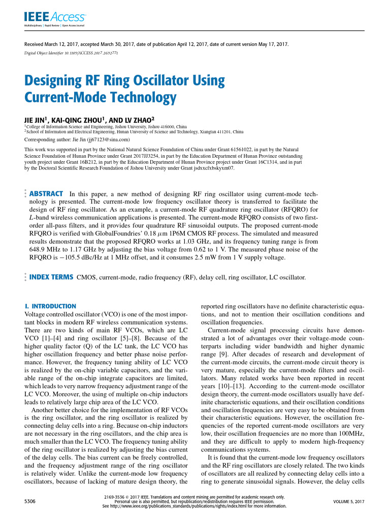 Designing RF Ring Oscillator Using Current-Mode Technology | PDF ...