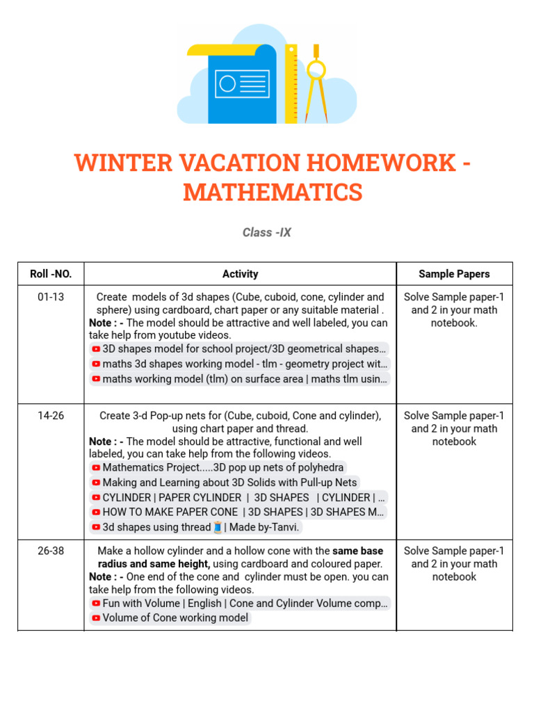 Winter Vacation Homework - Mathematics-3 | PDF