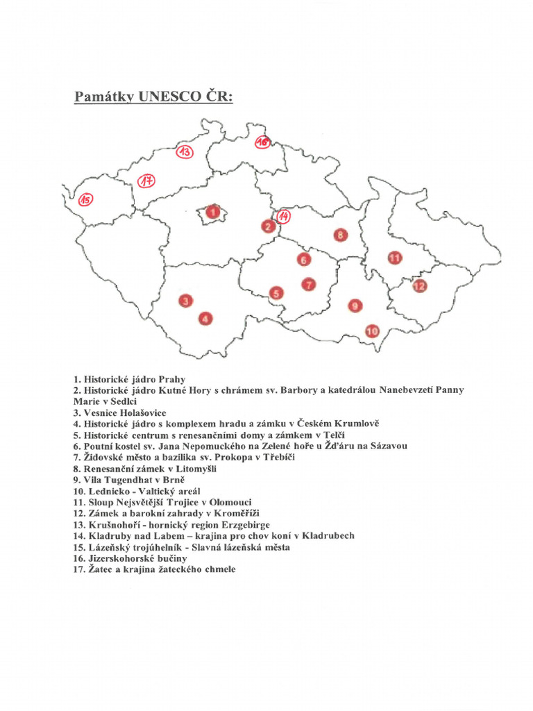 Mapa - Památky UNESCO ČR | PDF