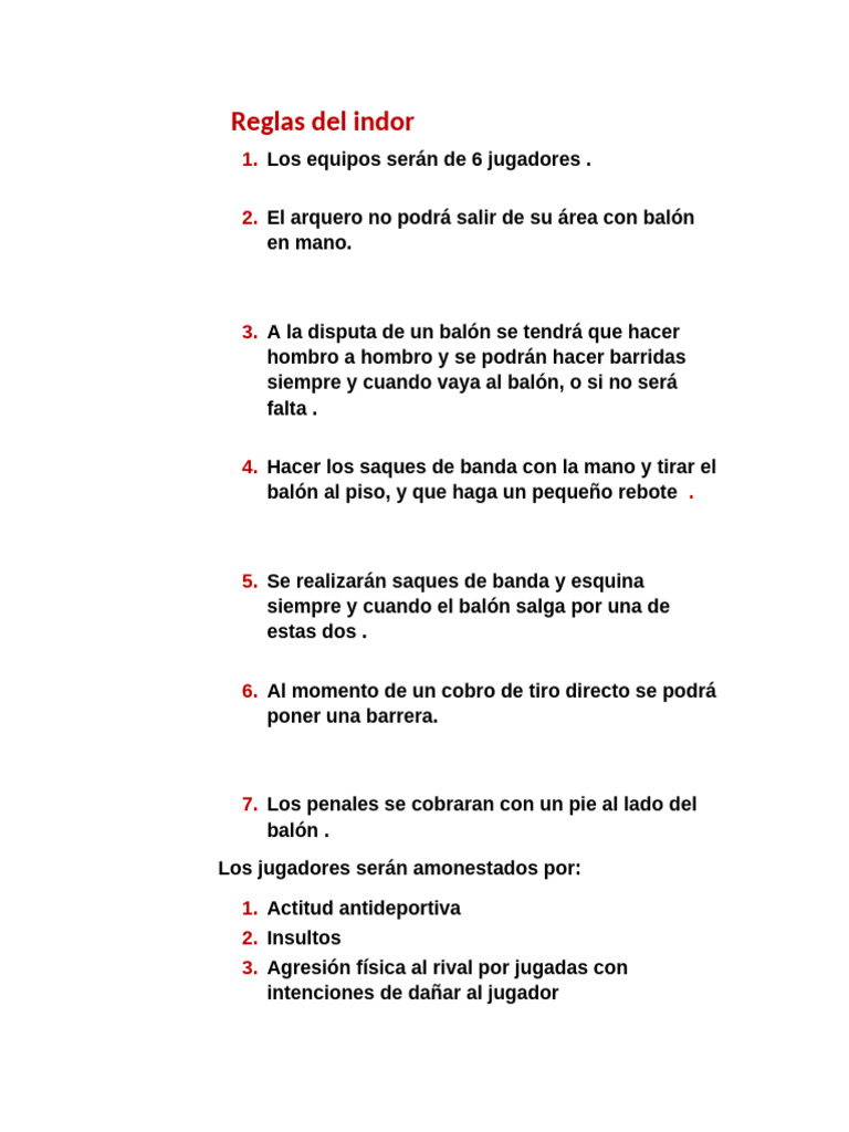 Reglas Del Indor 2.0 | PDF