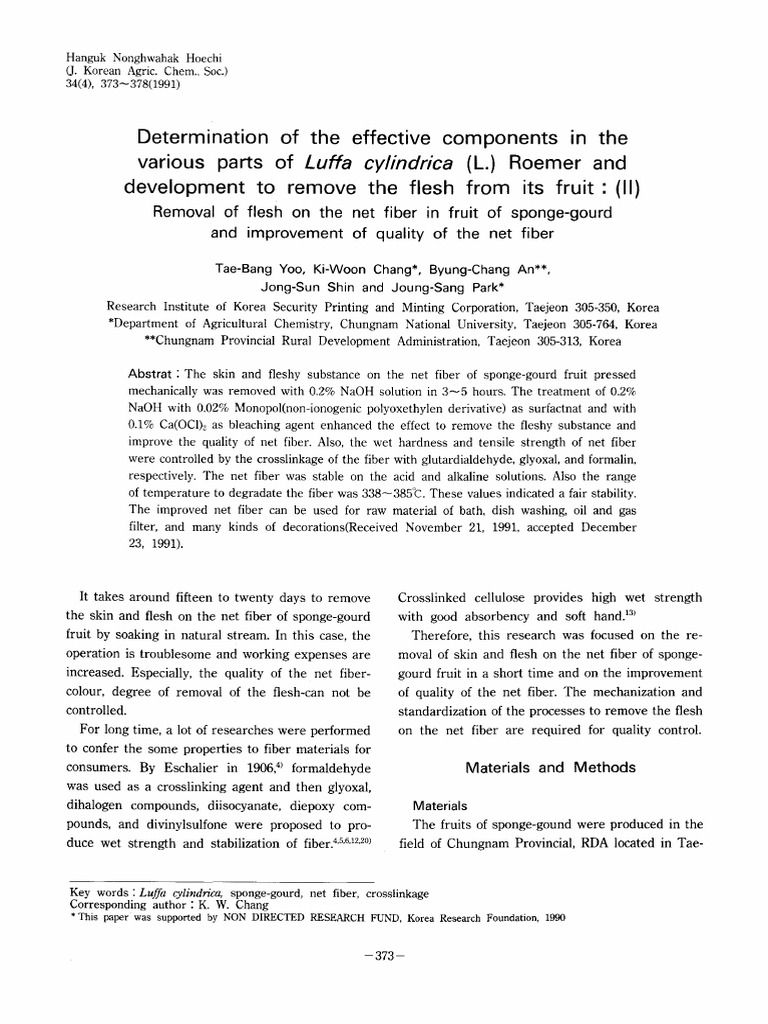 Determination of the effective components in the various parts of Luffa ...