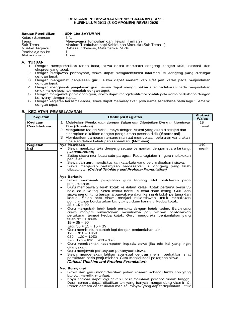 RPP TEMA 2 PEM 1 SUB 1 Free Edit | PDF