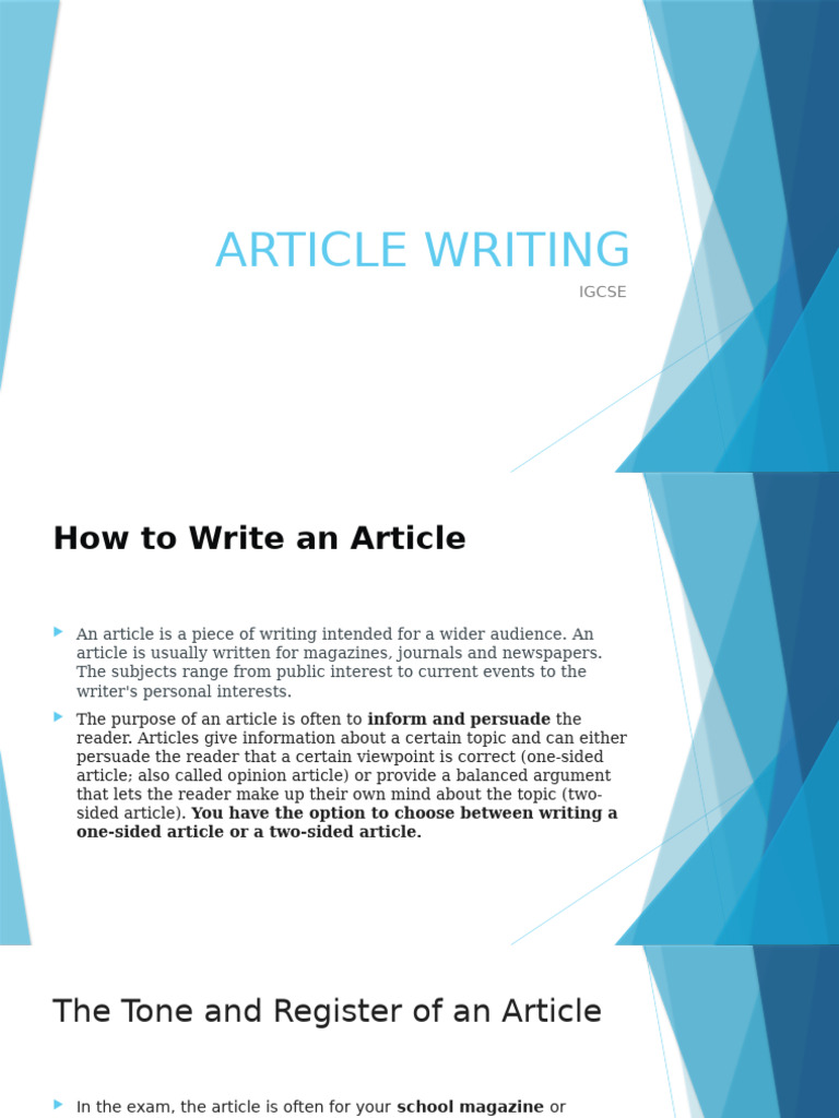 Article Writing For Grade 10 | PDF