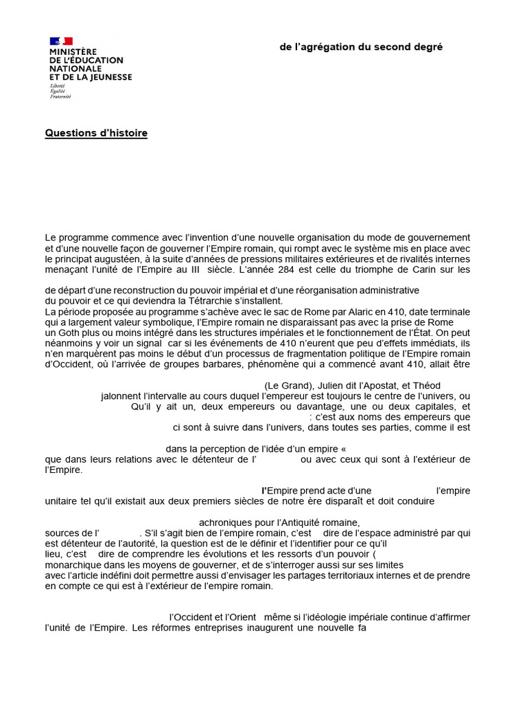 Agr Gation Externe Section Histoire - Programme de La Session 2025 ...