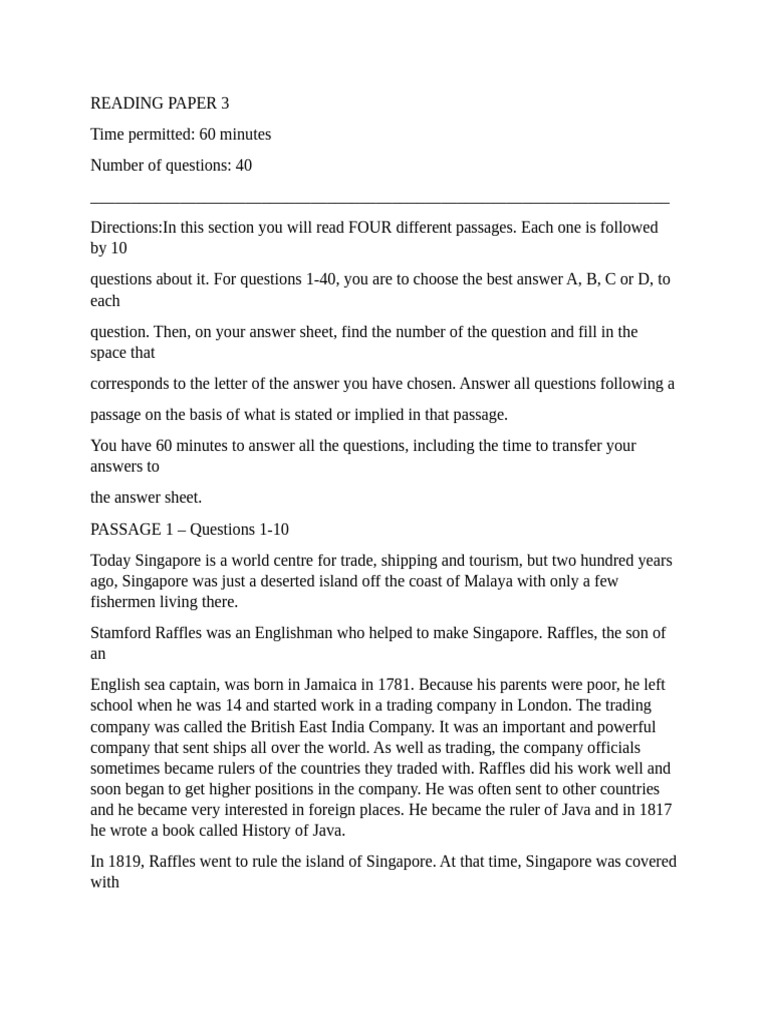 Reading Paper 3 | PDF