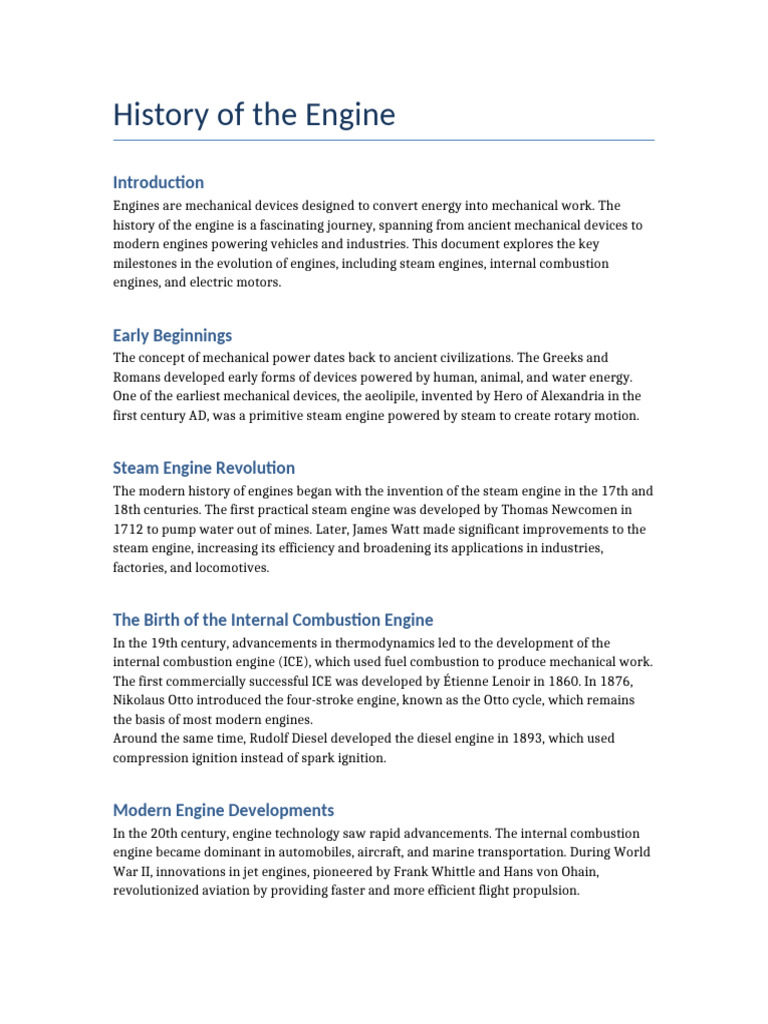 History of Engine Document | PDF | Steam Engine | Social Science