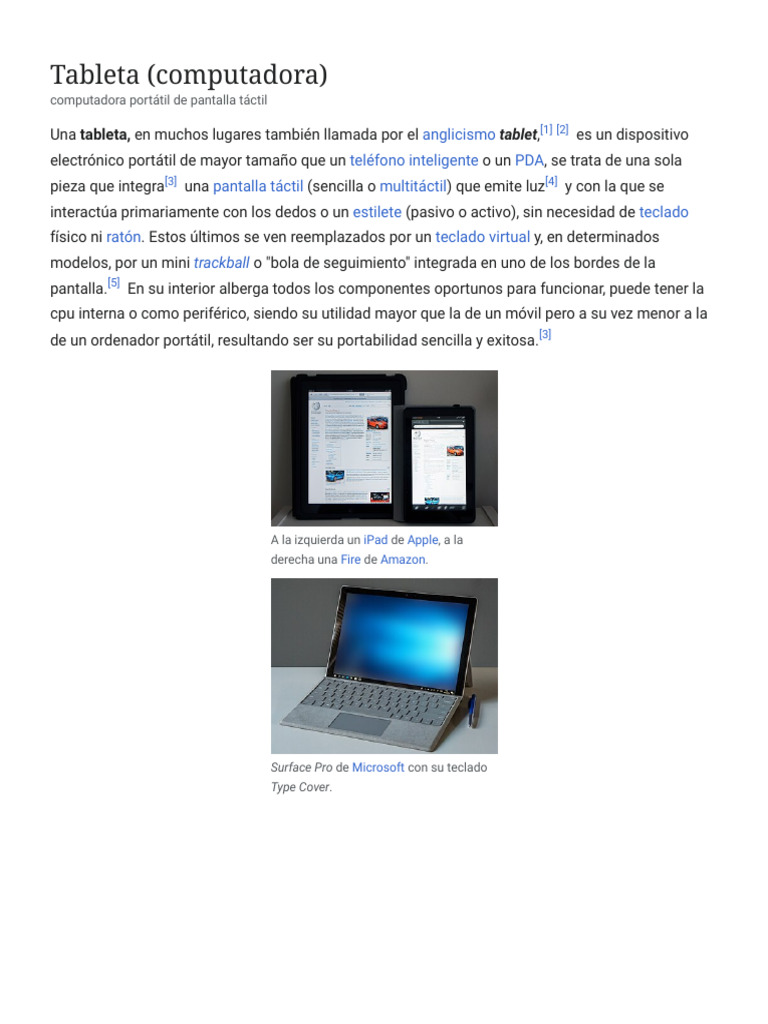 Tableta (Computadora) - Wikipedia, La Enciclopedia Libre | PDF
