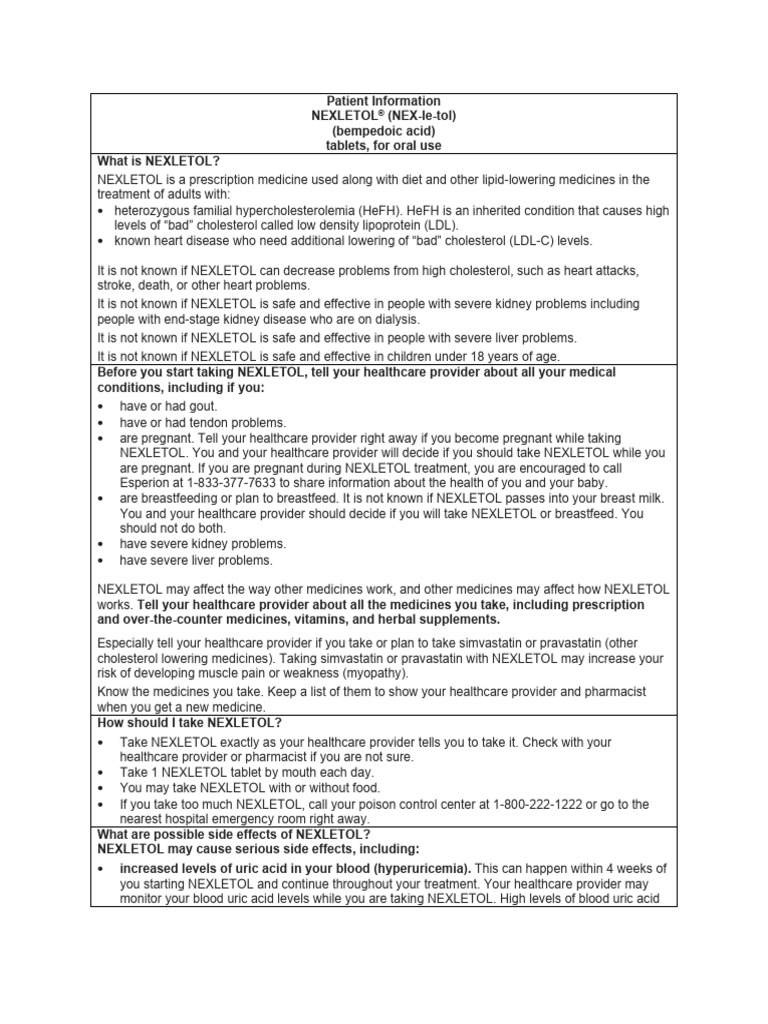 Nexletol Patient Pi | PDF