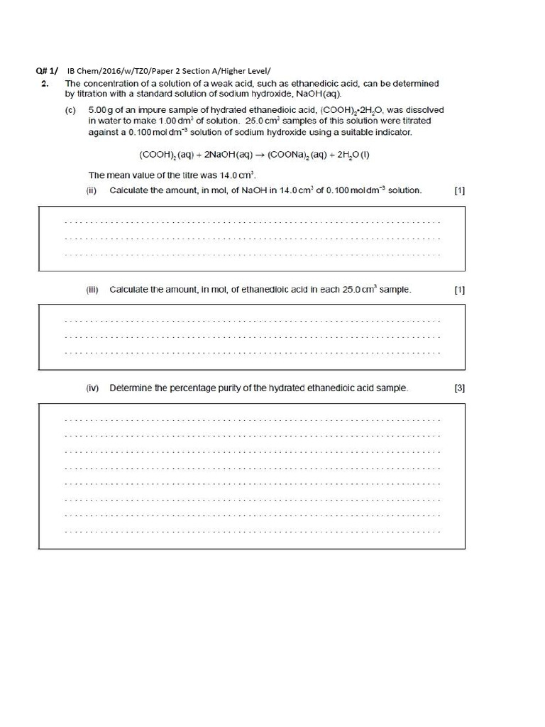 Test IB Stoichiometry Paper 2 10 Questions | PDF