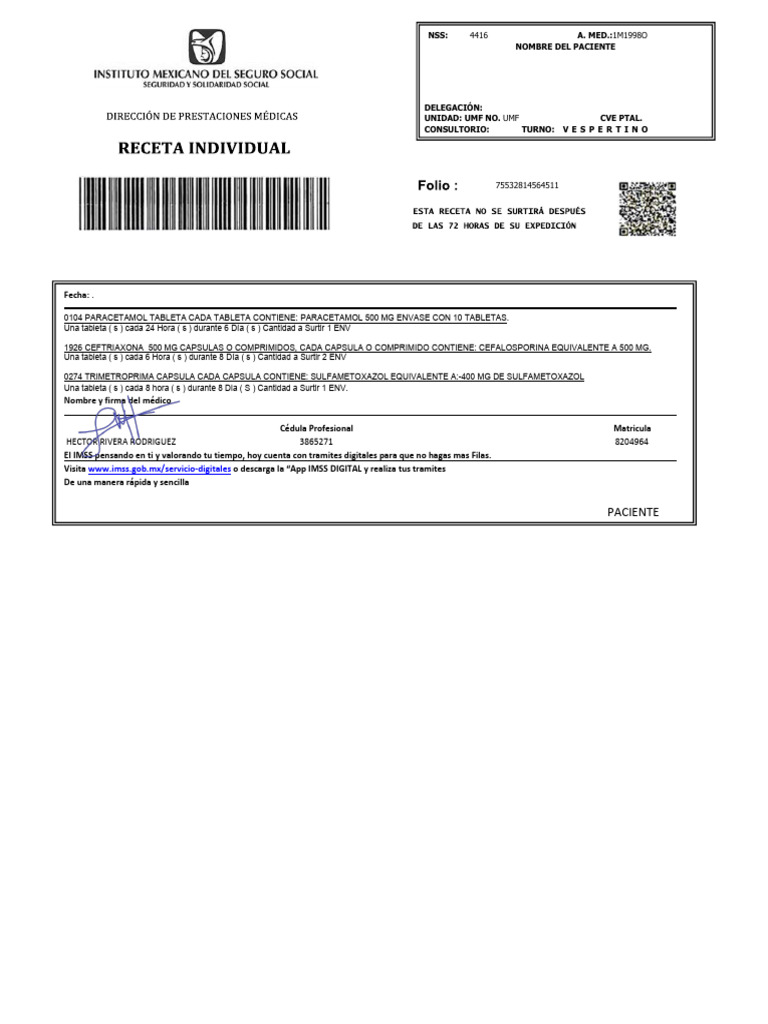 Receta IMSS Editable | PDF