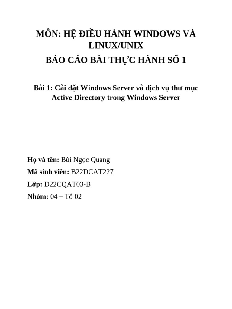 Bài 1 TH Windows Linux | PDF