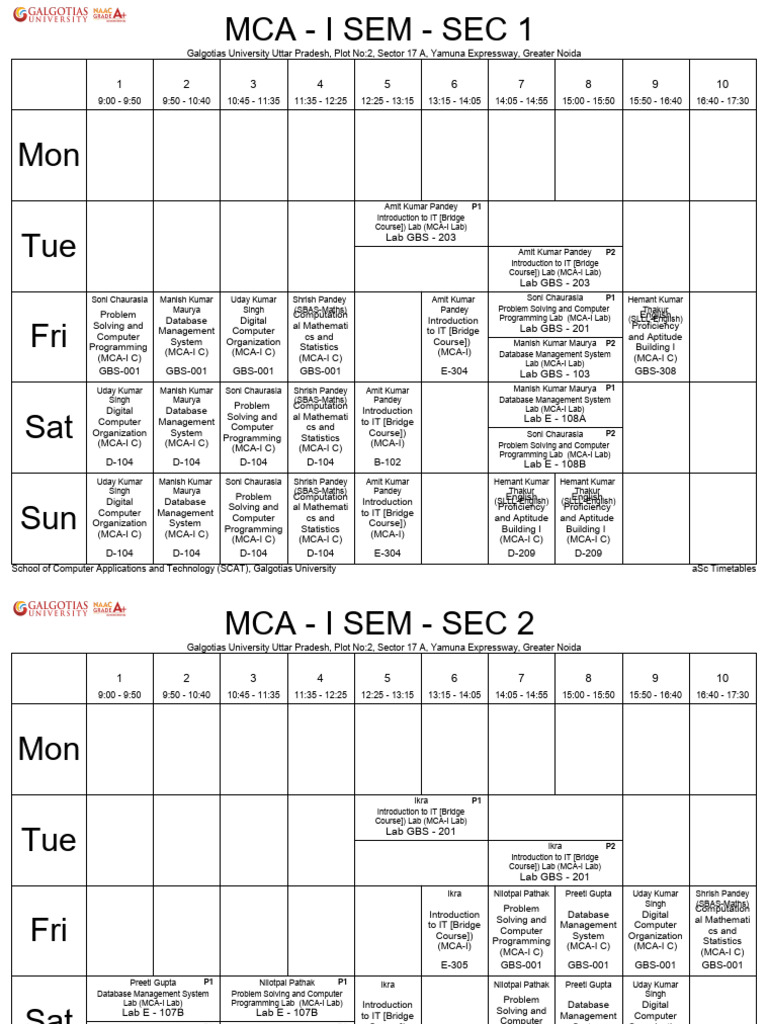 Mca-I Sem TT 2024-25-1 | PDF
