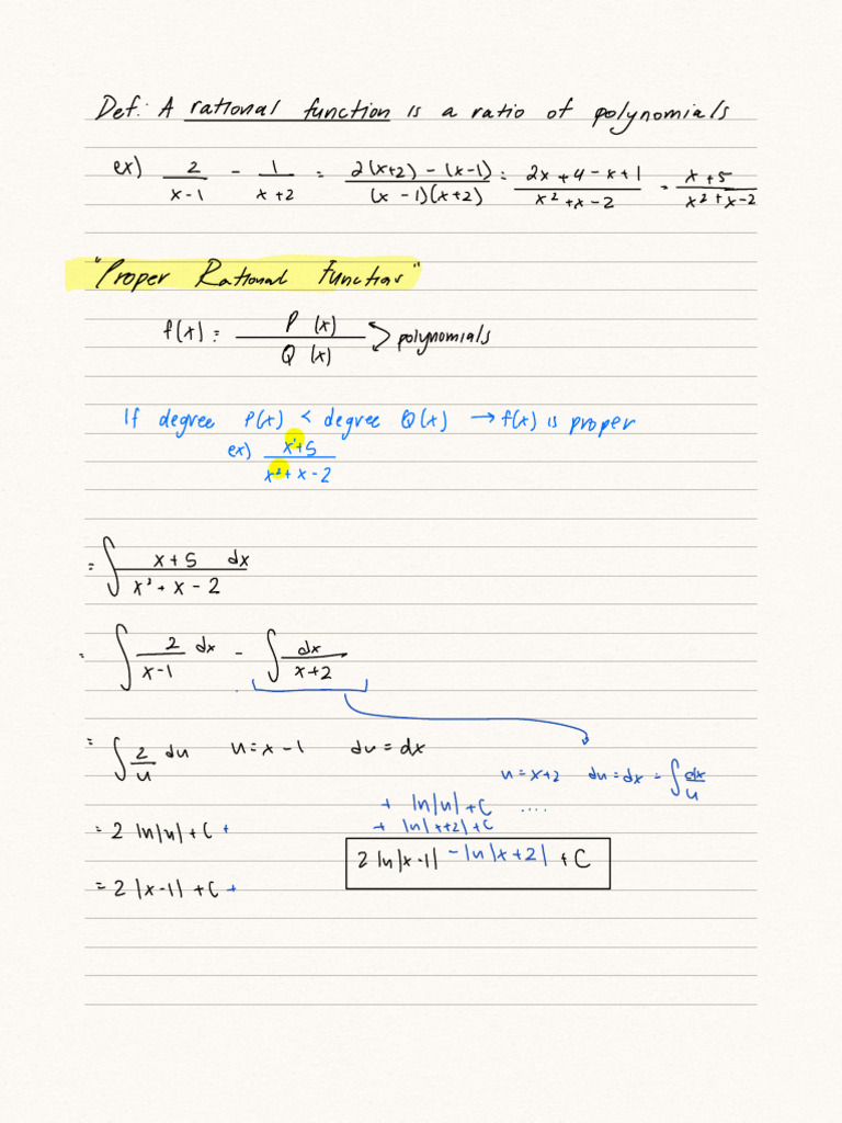 7.4 - Integration of Rational Functions by Partial Fractions | PDF