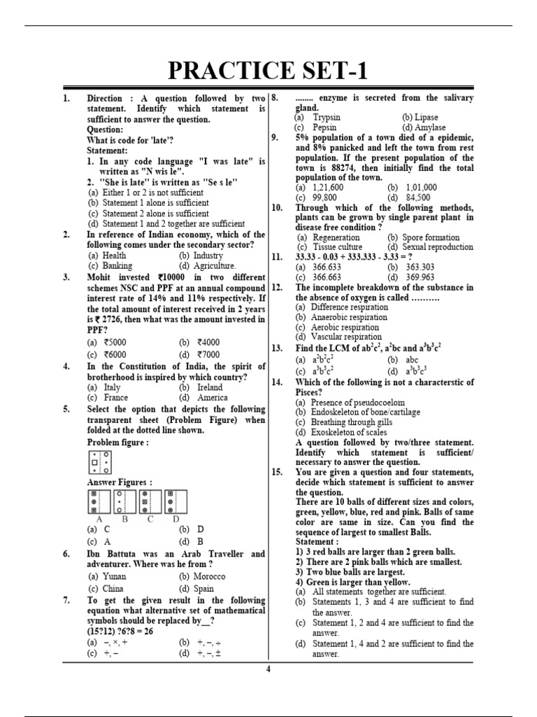 RRB GROUP D Practice Set 10 by SN Aribam | PDF