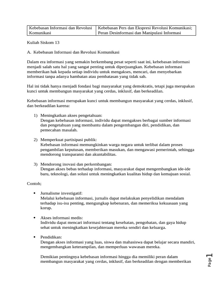 Kuliah Siskom 13 | PDF