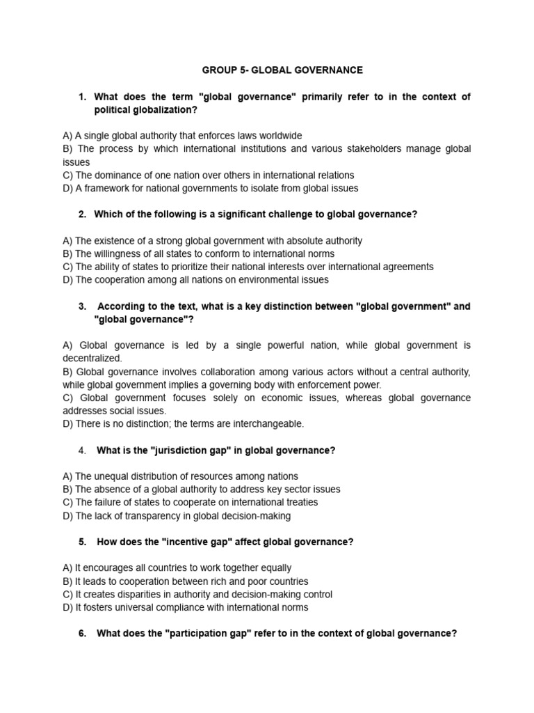 Global Governance Quiz | PDF