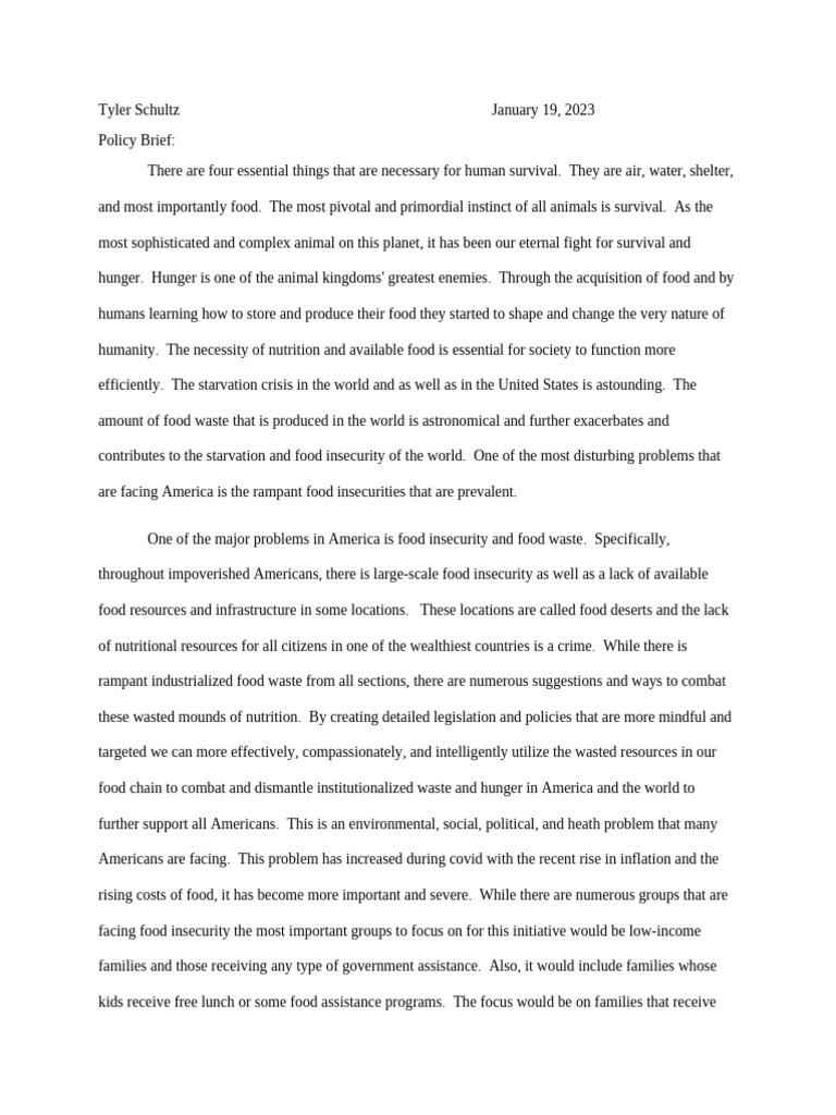 Tyler Schultz Policy Brief | PDF