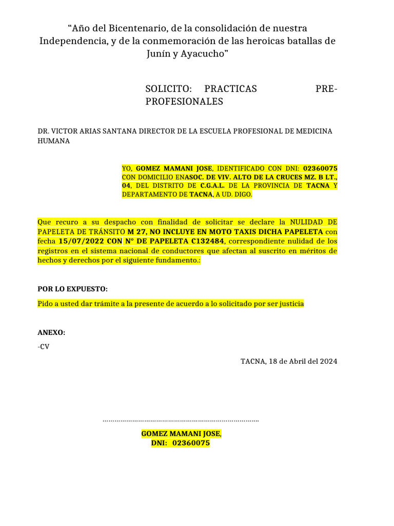 Modelo de Solicitud | PDF