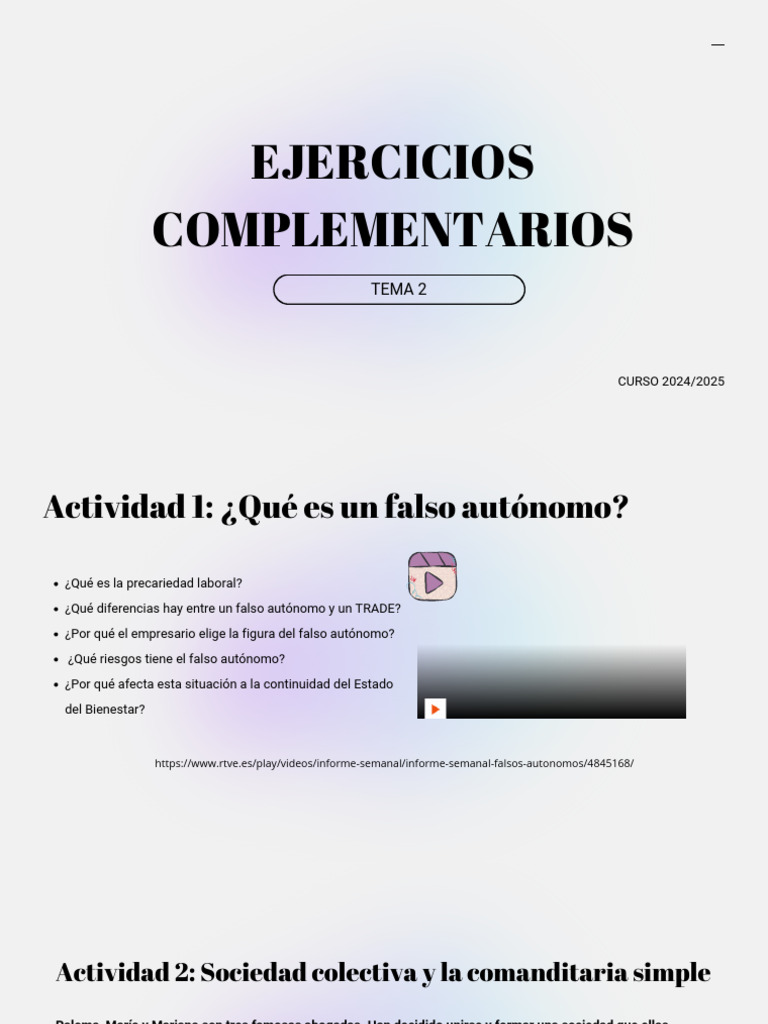 EJERCICIOS COMPLEMENTARIOS t1 2bach | PDF