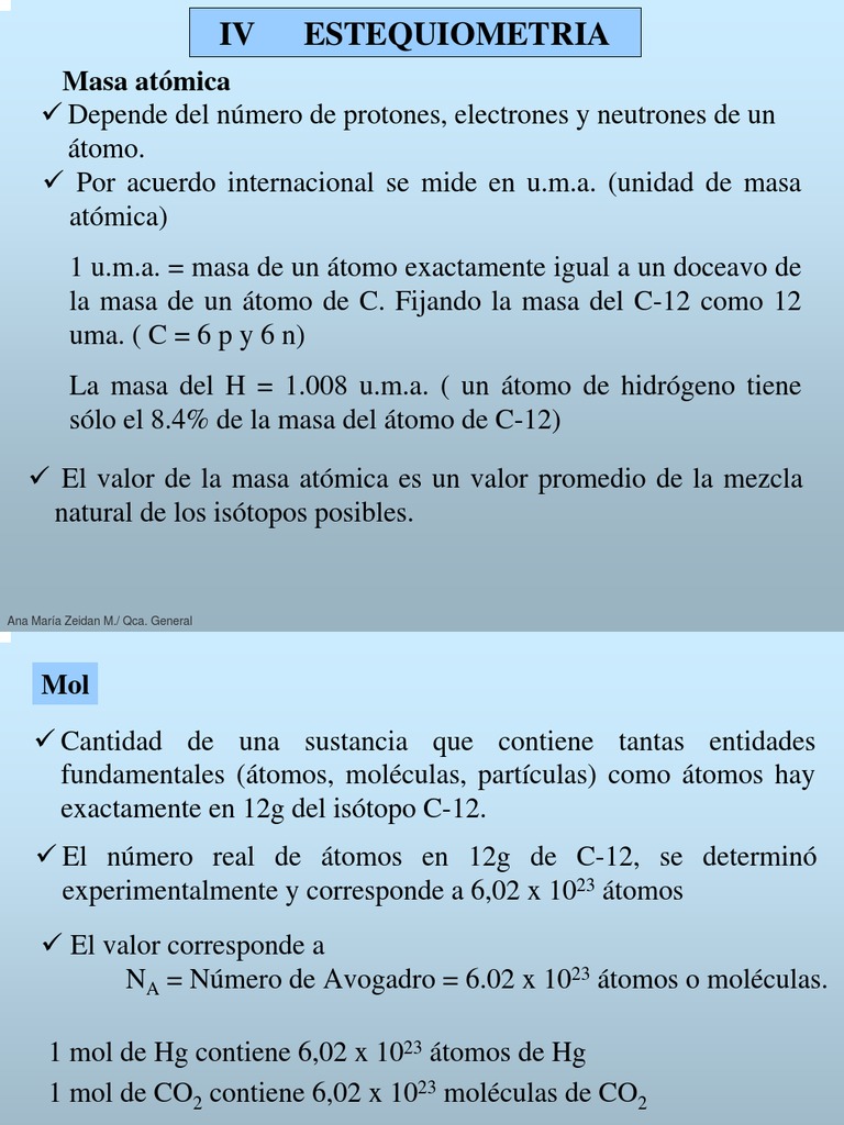 V Estequiometria Pdf Mole Unidad Cloro