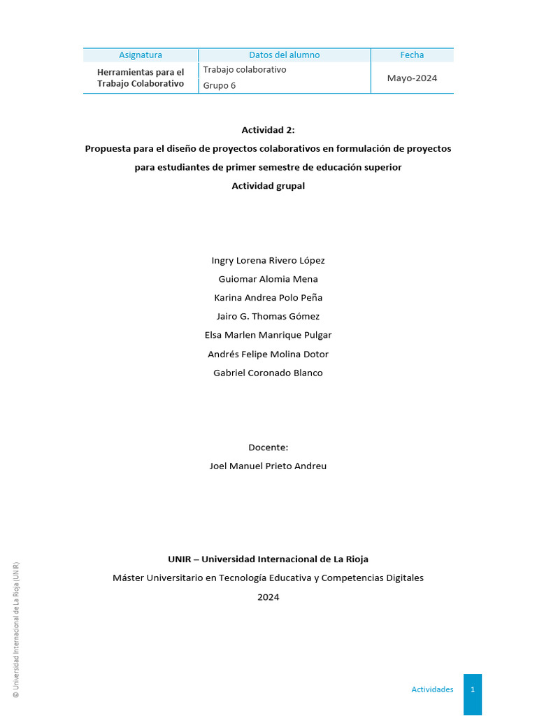 Actividad Grupal Creación de Una Propuesta TIC para El Trabajo Por Proyectos | PDF